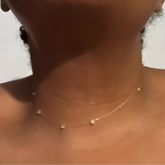 Jewelry | Vintage Y2k Invisible Wire Necklace With Clear Beads Choker ...